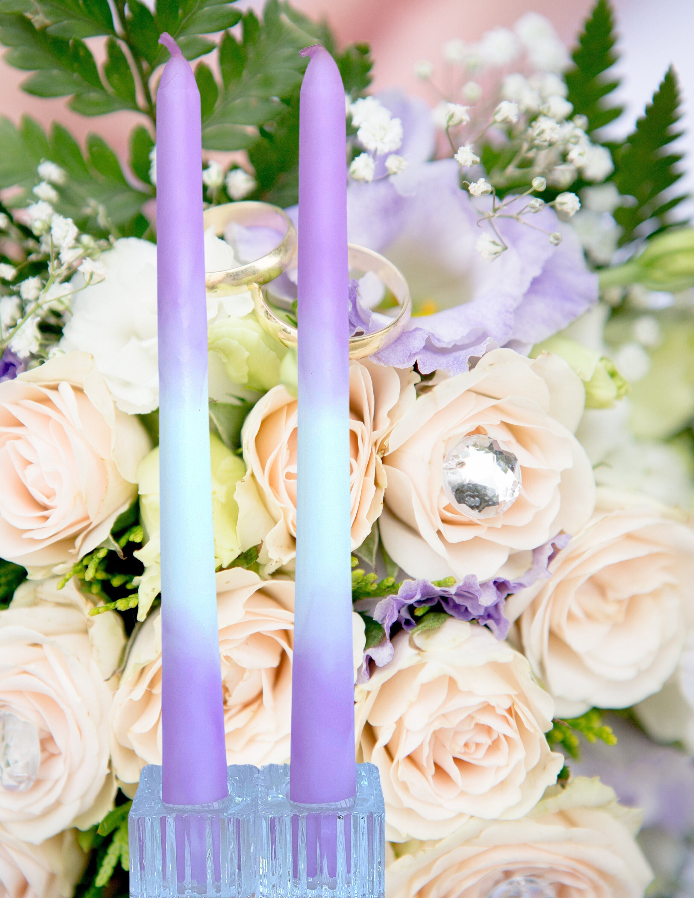 Purple Taper Candle Purple Candlesticks Purple Dip Dye - Etsy