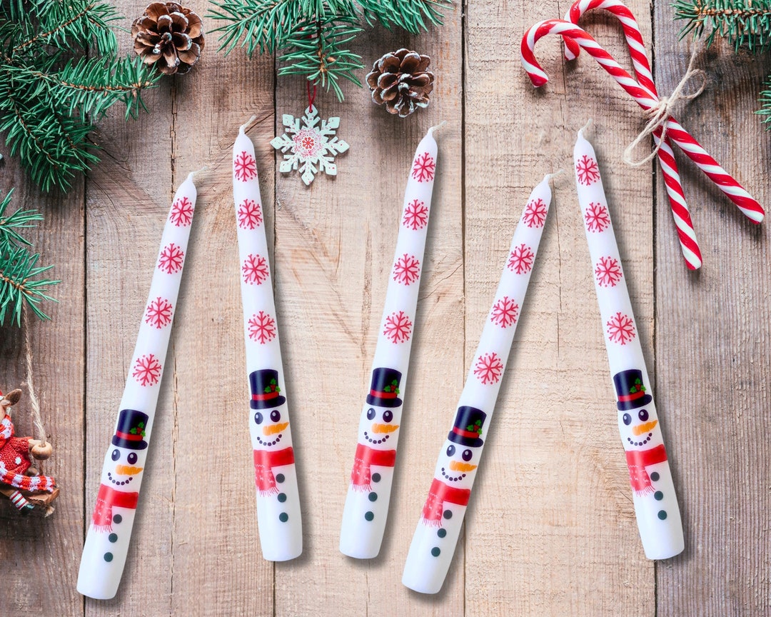 Christmas Snowman Taper Candles, Cute Holiday Snowman Candlesticks ...