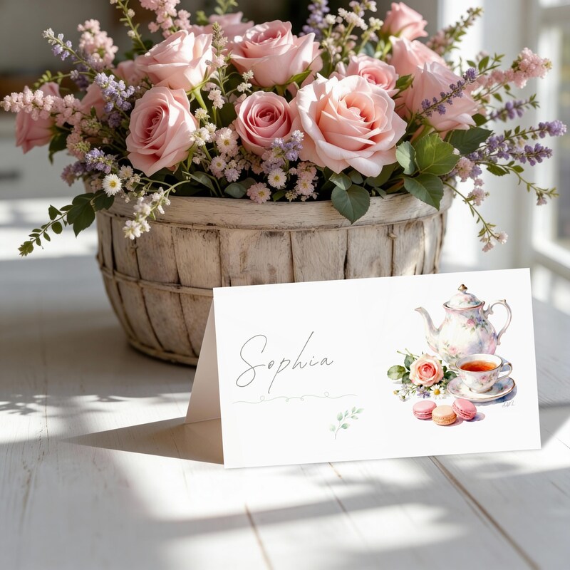 Tea Party Place Card - Etsy
