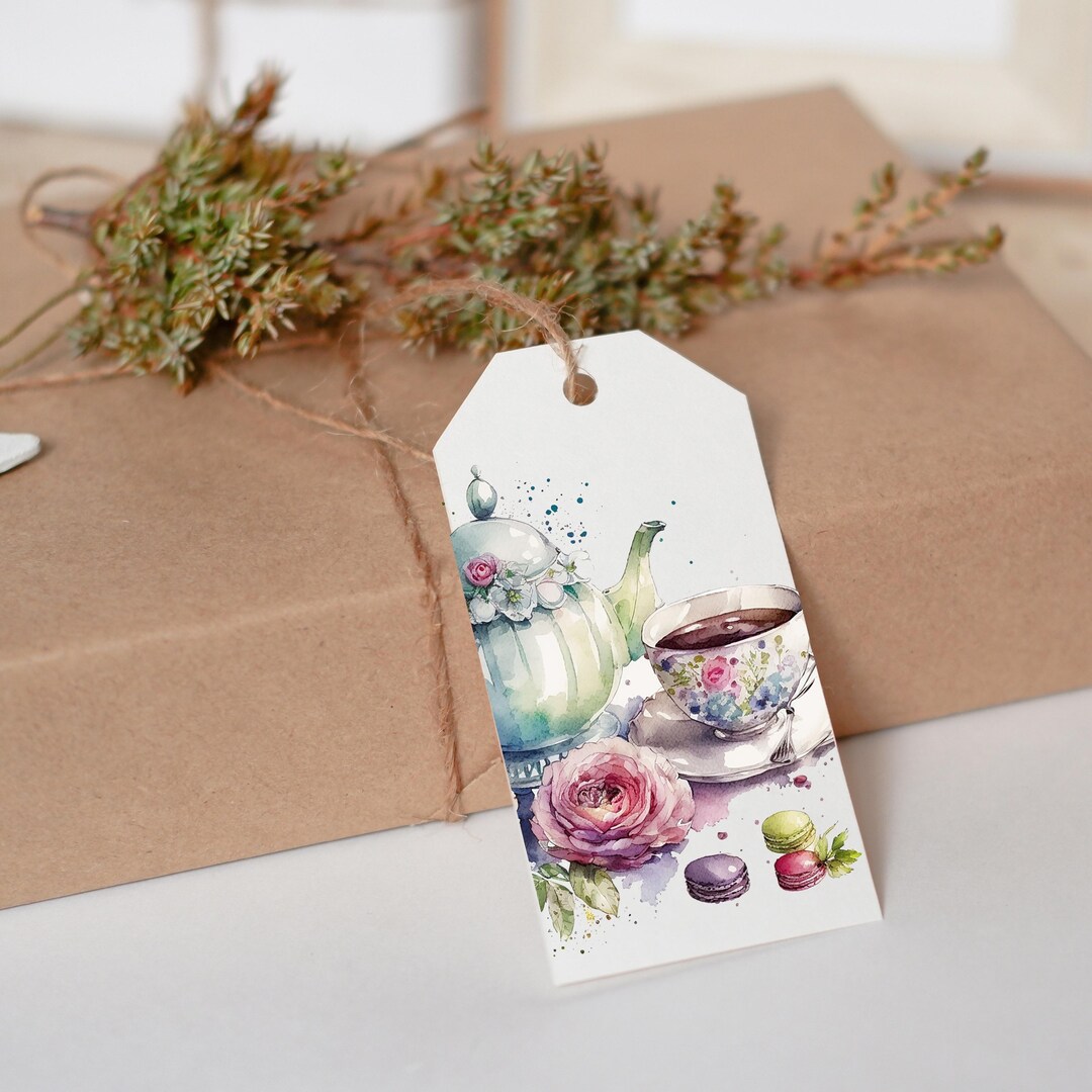Pretty Floral Tea Cup and Macarons Printable Gift Tags for All ...