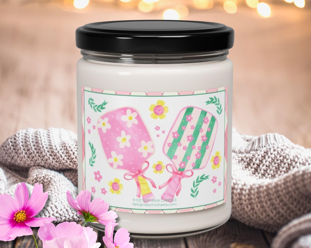 Preppy Pink Pickleball Scented Candle, Lover of Pickleball Soy Candle ...