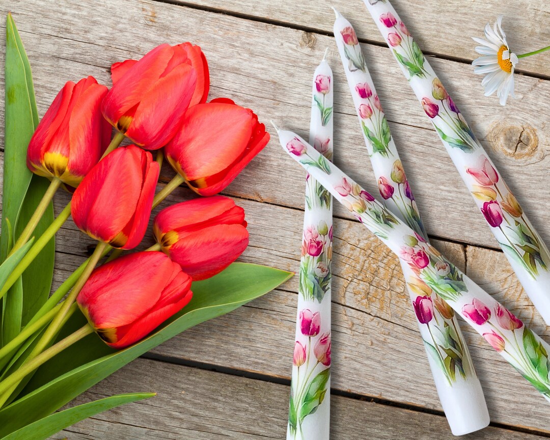 Tulip Taper Candle, Spring Tulip Candle, Easter Tulip Candlesticks ...