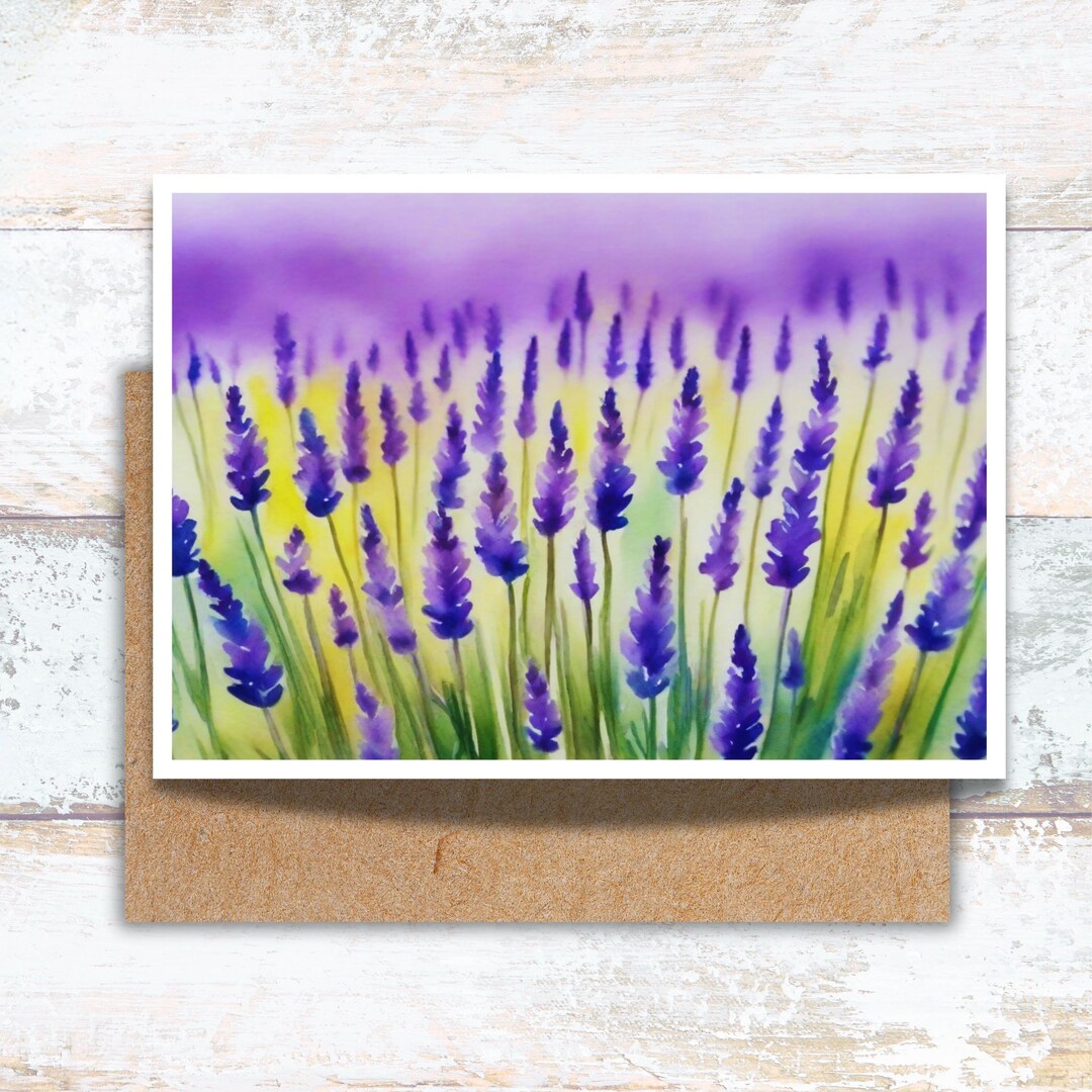 Lavender Greeting Card, Field of Lavender Flowers Writing Cards ...