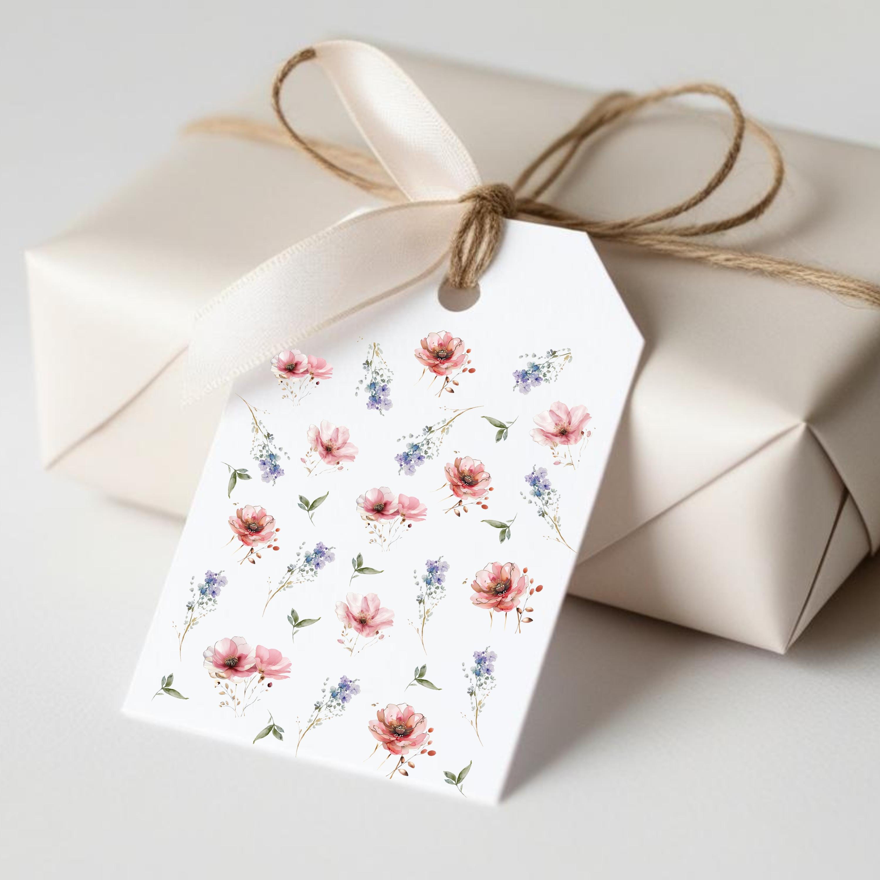 Cottagecore Watercolor Floral Gift Tags for Any Occasion, Pink and ...