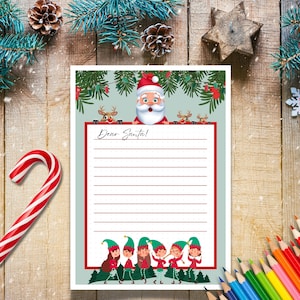 Letter to Santa Stationery, Printable Santa Note Card, Festive Holiday ...