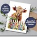 Highland Cow Greeting Card, Watercolor Highland Cow Note Card, Farm ...
