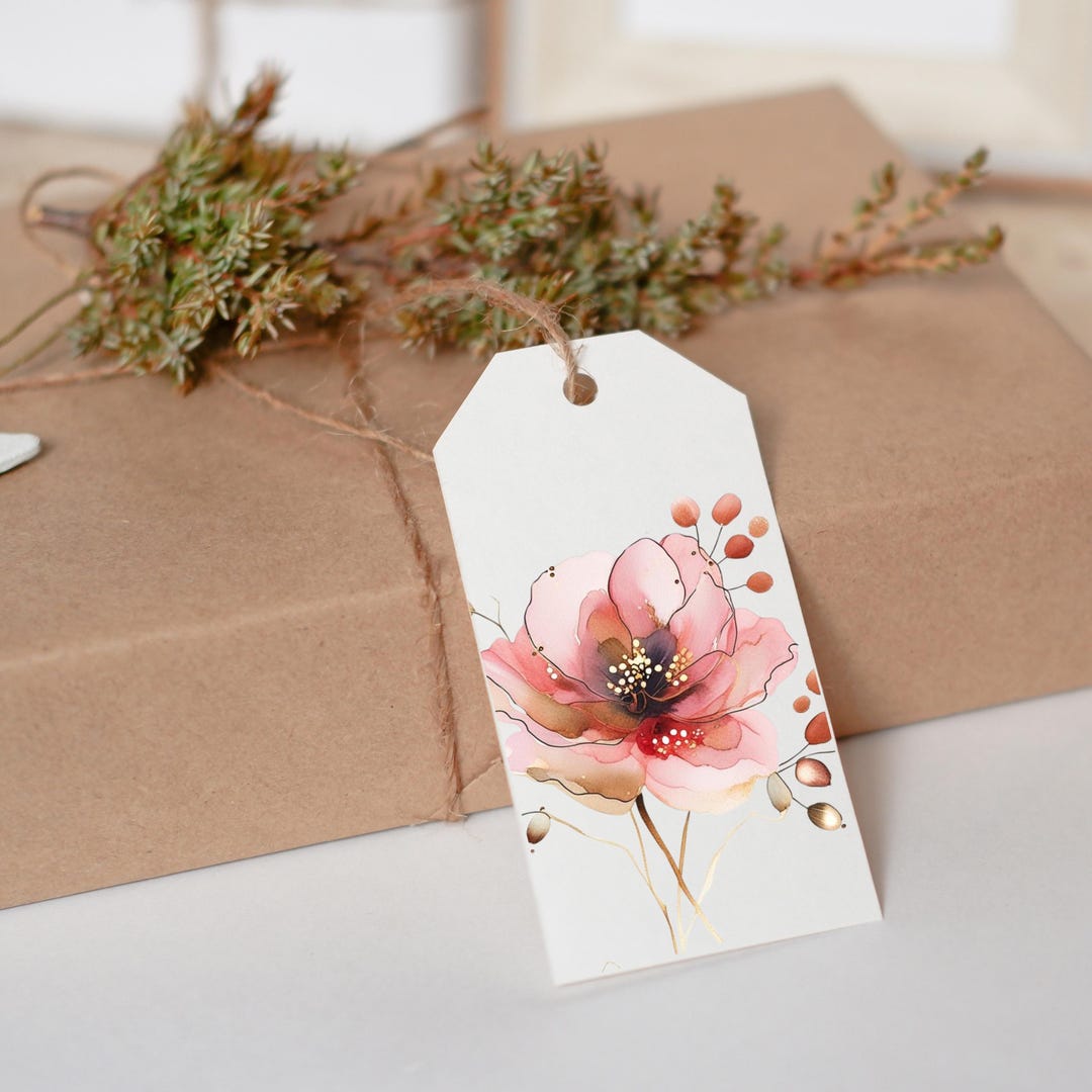Pink Translucent Watercolor Floral Gift Tags for Any Occasion ...