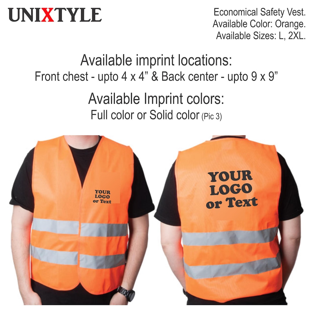 Custom Orange Color Safety Vests With Logo or Text, Company High ...