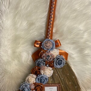 Personalized Wedding Broom - (large) Burnt Orange/dusty Blue/cream ...