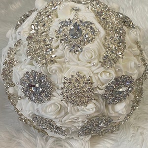 Luxurious Bling Bouquet - White With Silver Bling - Etsy