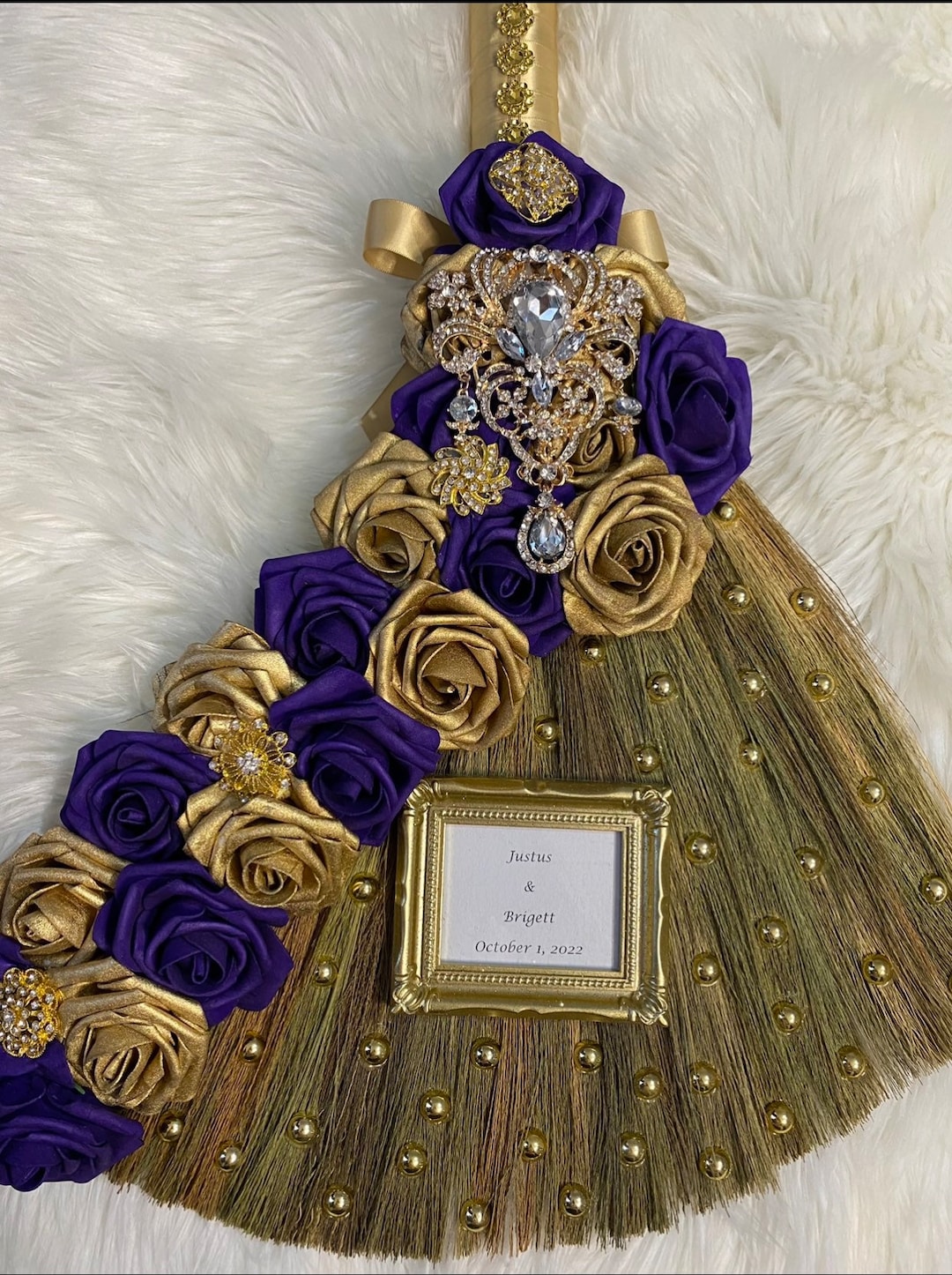 Personalized Wedding Broom (large) - Regency Purple/gold for Jump the ...