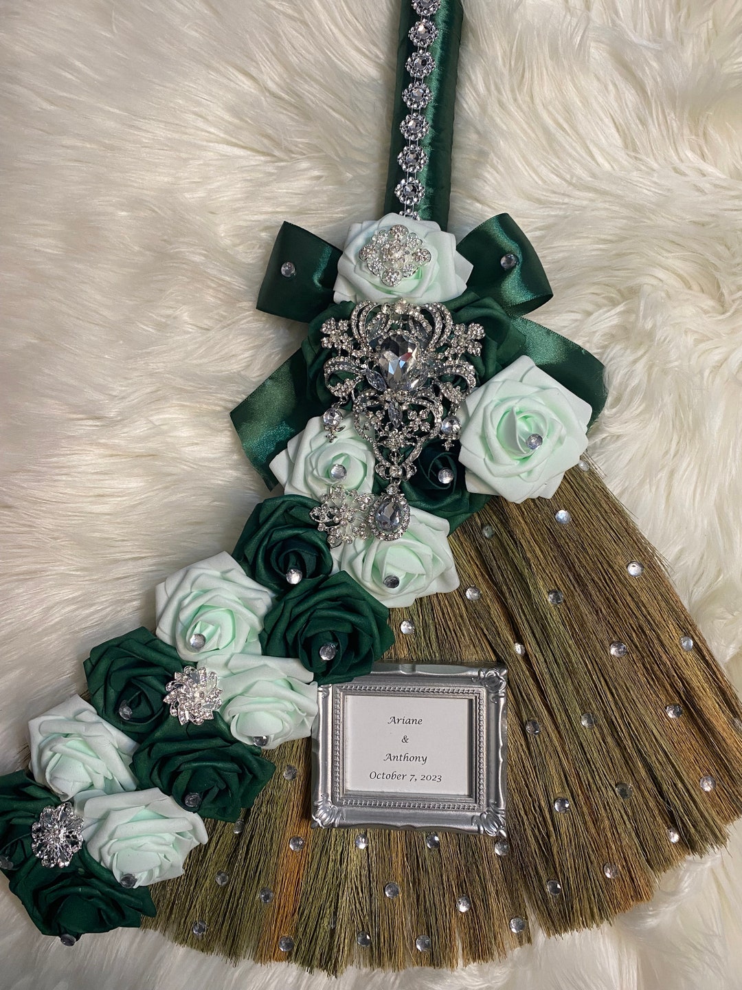 Personalized Wedding Broom (large)- Emerald Green/mint Green - for Jump ...