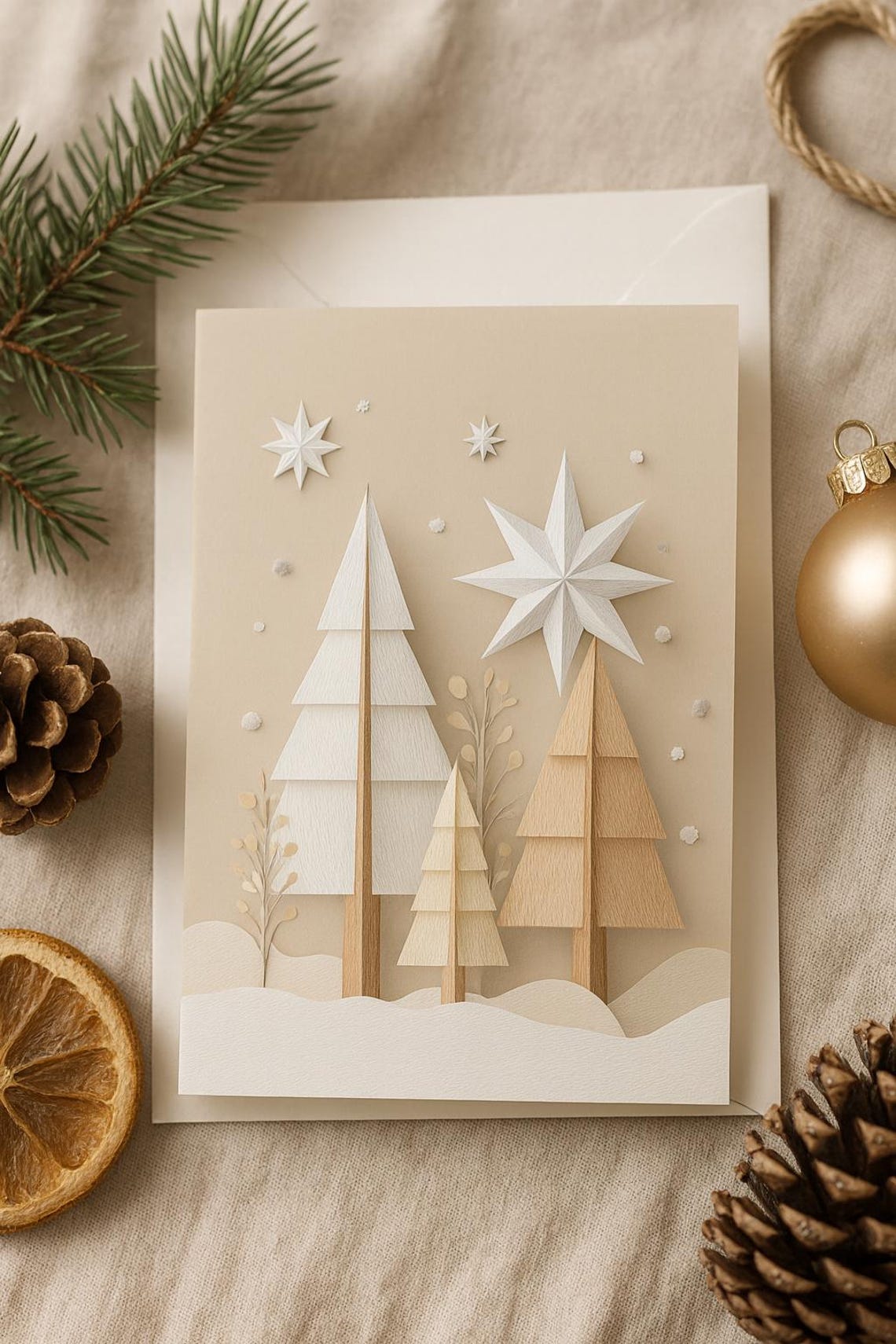Scandinavian Christmas Card – Neutral Holiday Greeting Card – Modern ...