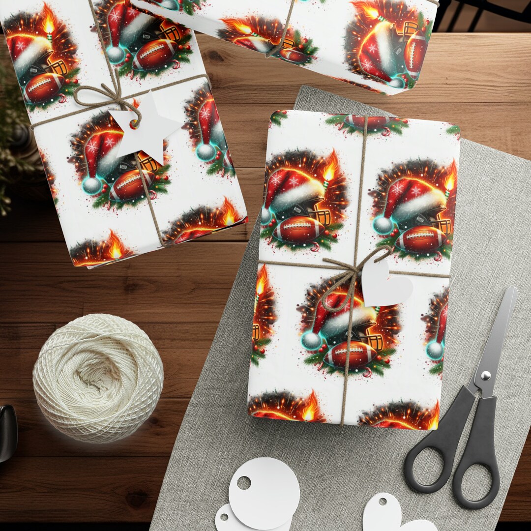 Football Season Gift Wrap, Football Wrapping Paper, Football Christmas ...