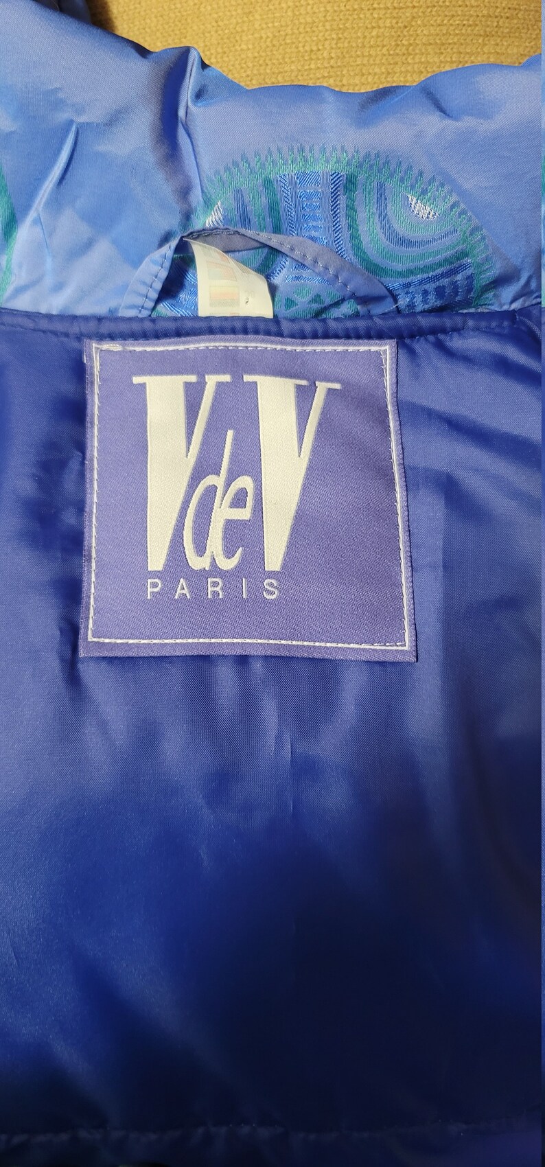 Vdev Paris Vintage 80s Blue Floral Ski Jacket Made in France Size US 10 ...