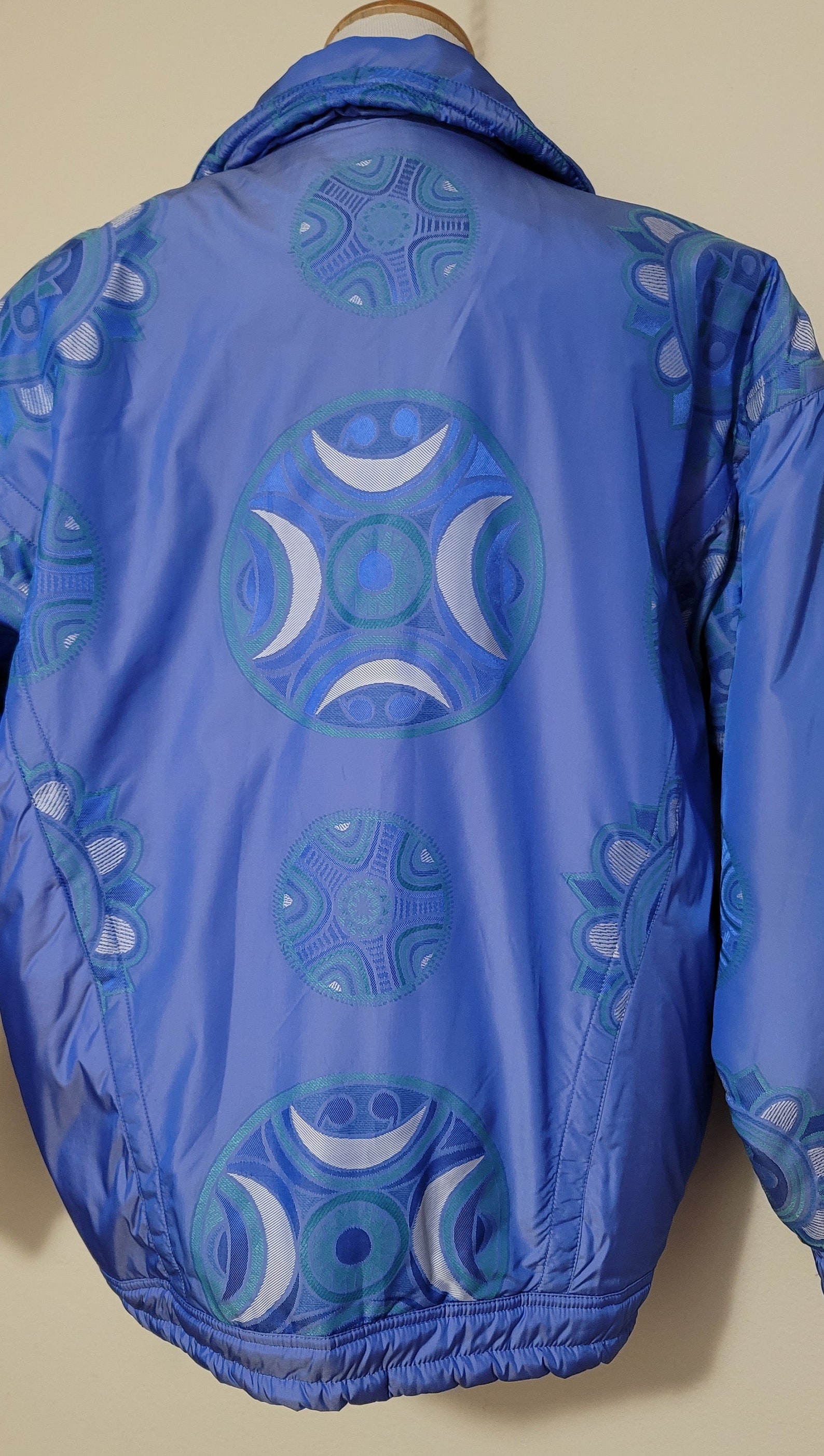 Vdev Paris Vintage 80s Blue Floral Ski Jacket Made in France Size US 10 ...