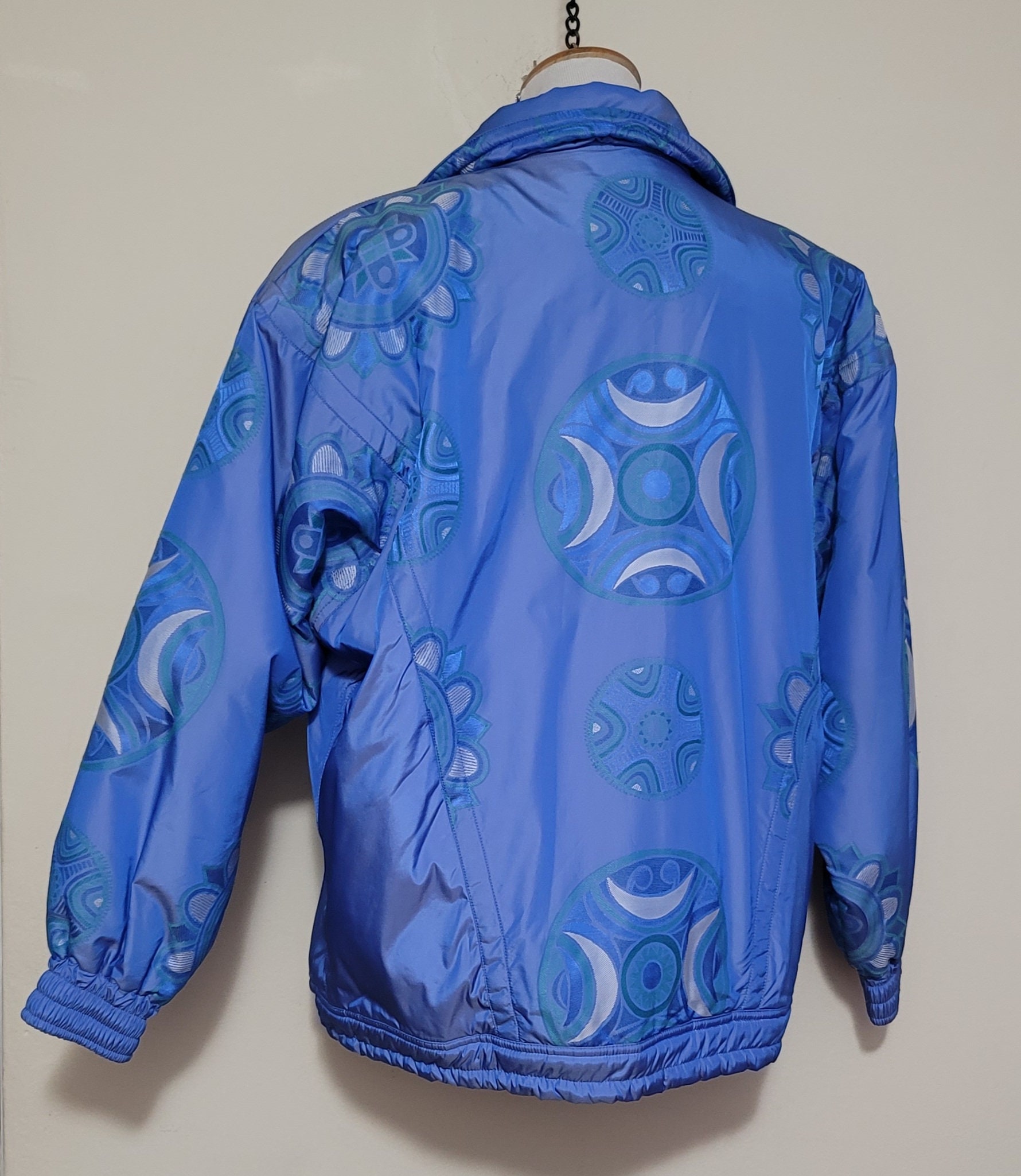 Vdev Paris Vintage 80s Blue Floral Ski Jacket Made in France Size US 10 ...