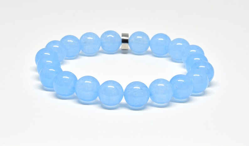 Genuine Light Blue Jade Stretch Bracelet - Etsy