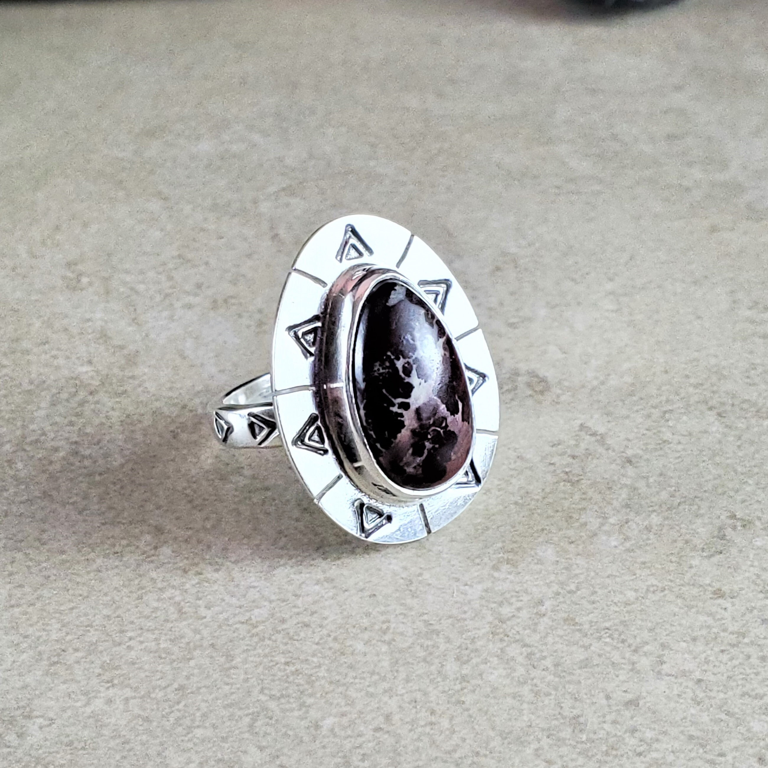 Sunflower Ring Apache Sage Rhyolite and Sterling Silver, Size 6 - Etsy