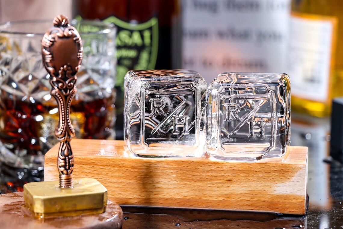 Custom Bar Logo Ice Stamp: Personalized Brass Whiskey Cube Stamp - Etsy