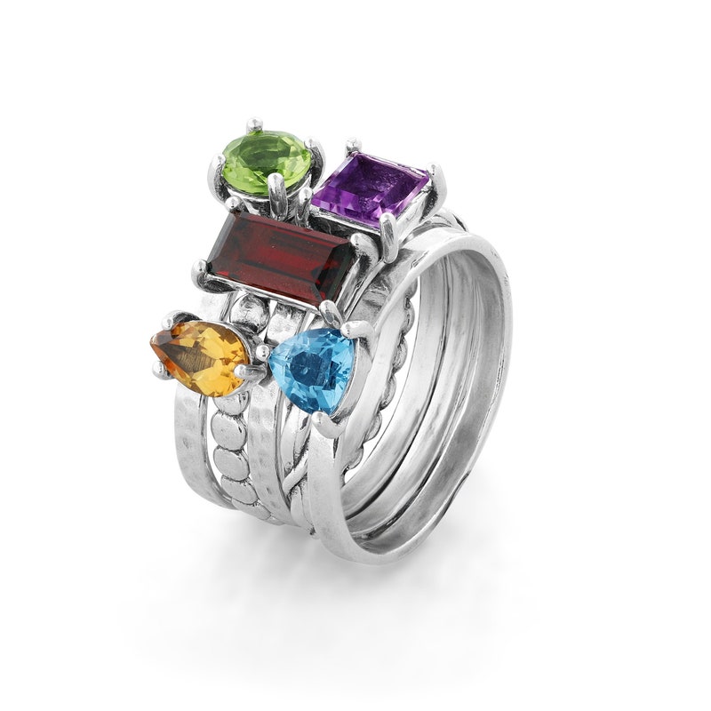 Gemstone Stacking Rings - Etsy