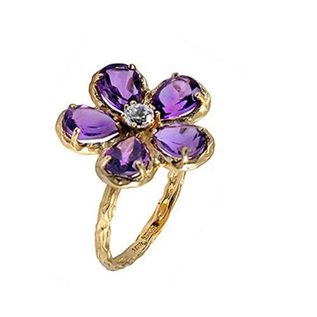 Amethyst Ring, 14K Gold Ring for Women, Gold Statement Ring, Unique ...