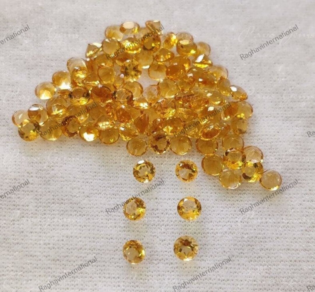 Natural Citrine Round Faceted Cut 3X3MM-10X10MM Loose Gemstone Free ...