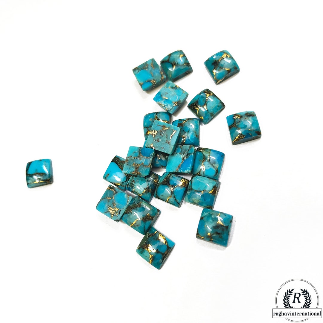 Natural Blue Copper Calibrated Square Shape Gemstone 5mm to 30mm Flat ...