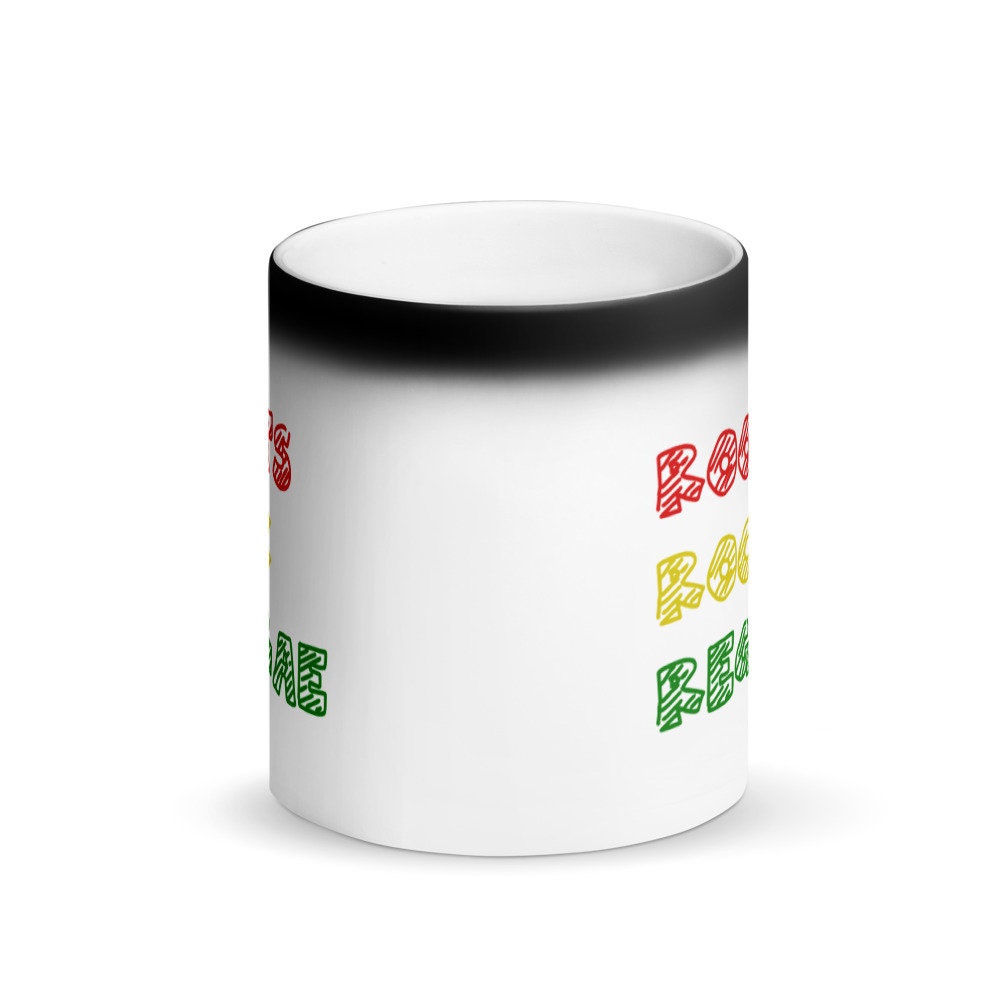 Mug Roots, Rock, Reggae Rasta, Mug magique noir mat Jamaïque - Etsy France