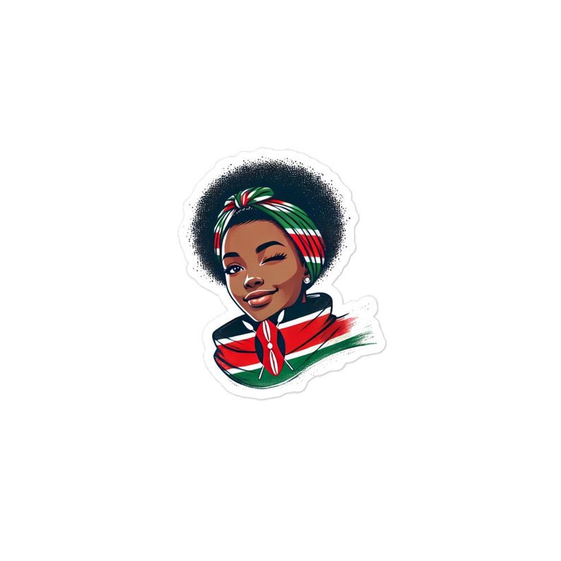 Afro Kenyan Woman Sticker, Kenya Flag Bubble-free Stickers - Etsy