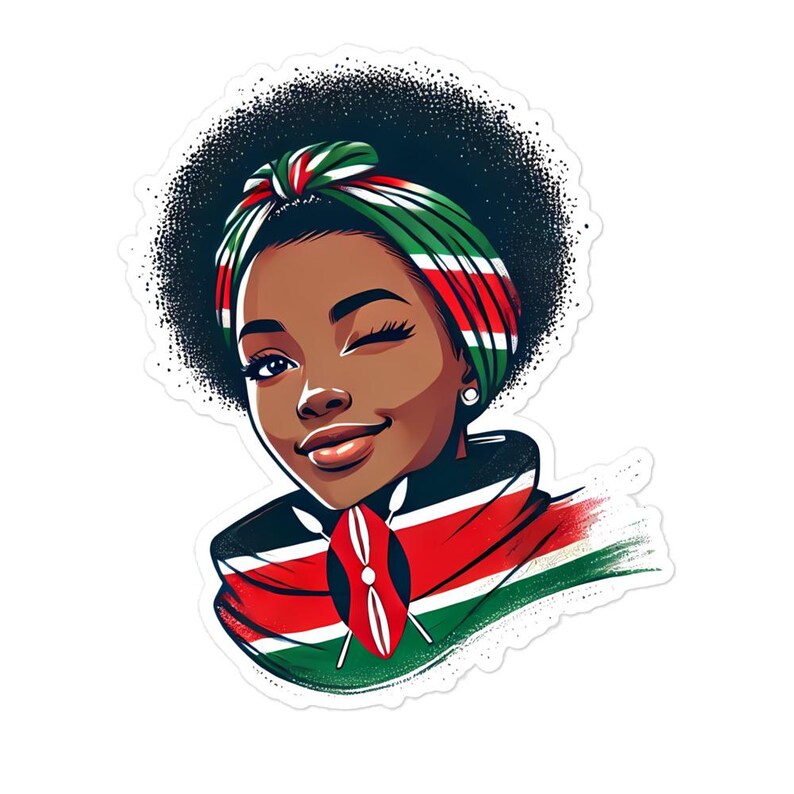 Afro Kenyan Woman Sticker, Kenya Flag Bubble-free Stickers - Etsy