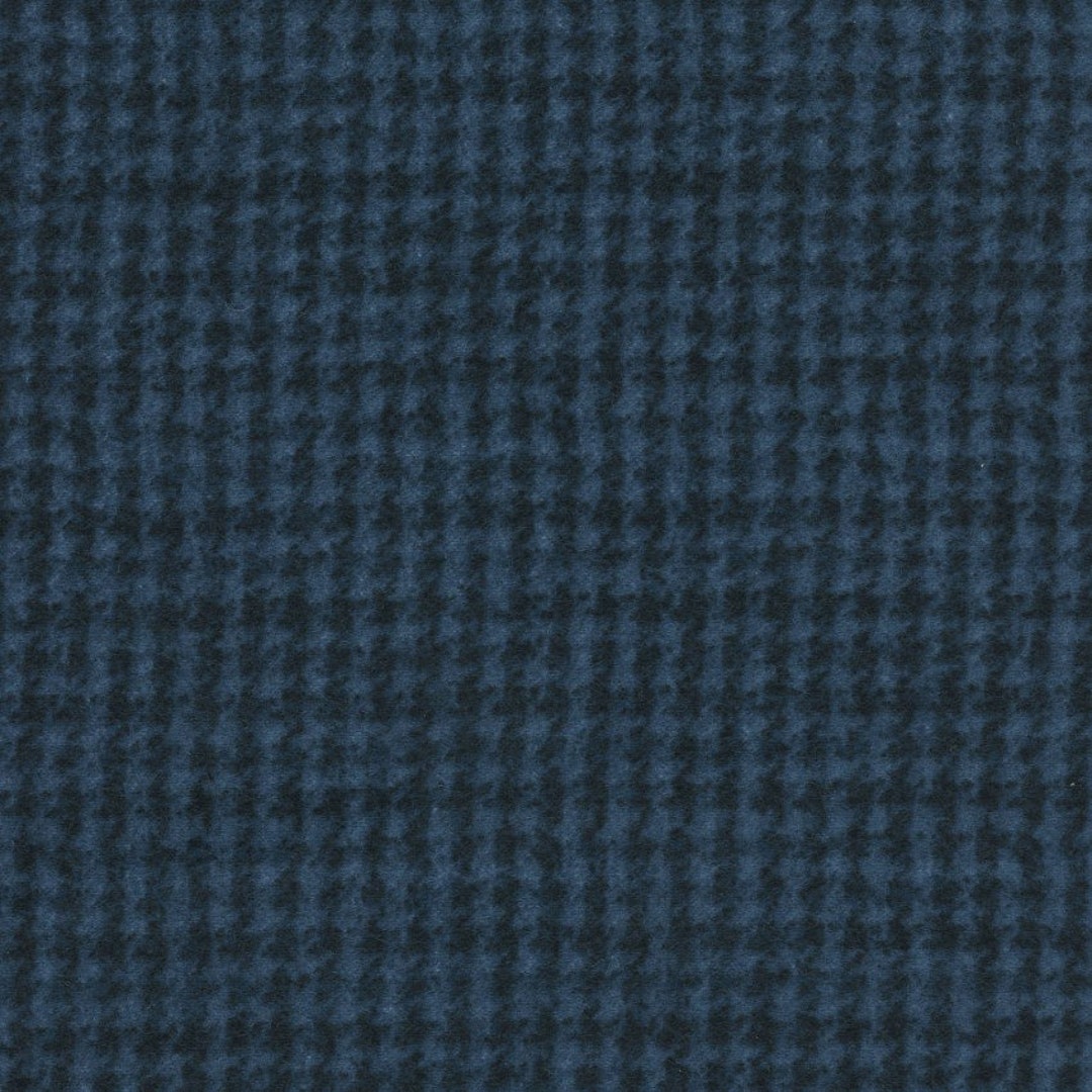 BTY Maywood Woolies Dark Navy Blue Houndstooth Cotton Flannel Fabric 1 ...