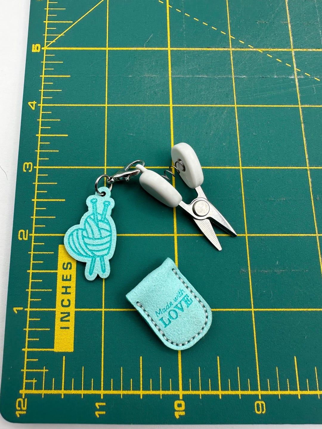 Travel Compact Mini Snips Light Teal Aqua Sewing Knitting Scissors With ...