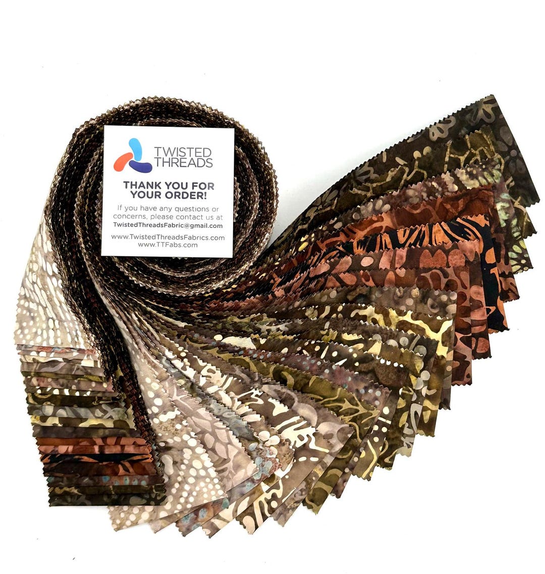 Java Batiks Coffee Brown Tan Batik Jelly Roll 40 2.5 Inch Fabric Strips ...