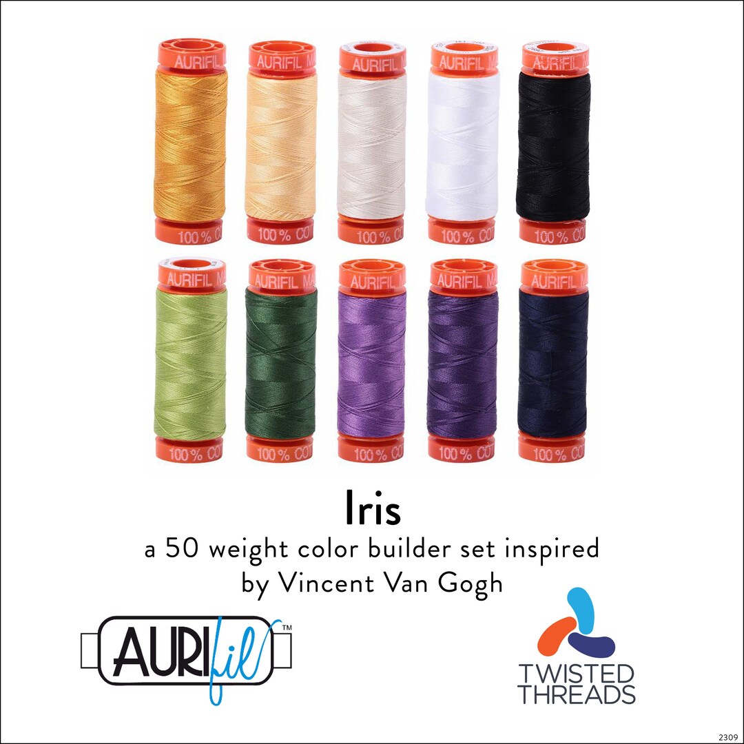 AURIFIL Iris Inspired by Van Gogh Color Builder Purple Green Beige 50 ...