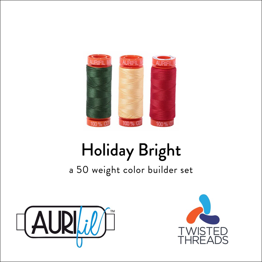 AURIFIL Holiday Bright Color Builder Red Yellow Green 50 Weight Wt 200M ...