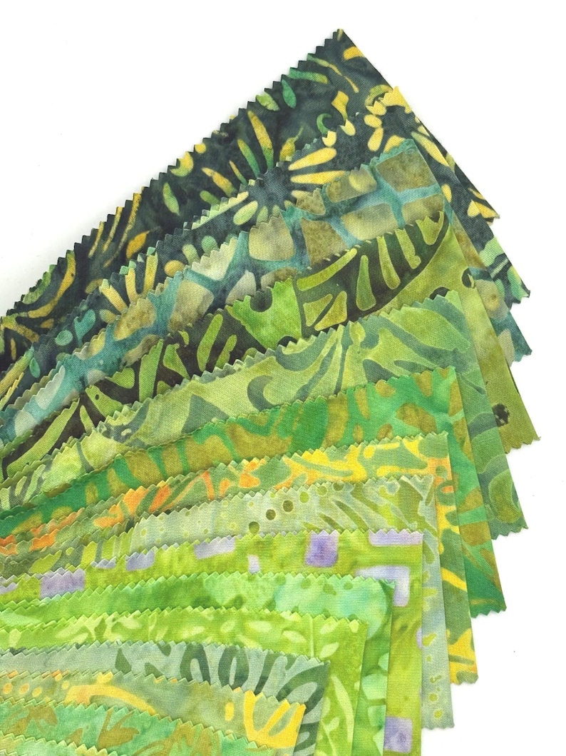 Java Batiks Bright Lime Green Batik Jelly Roll 40 2.5 Inch Fabric ...