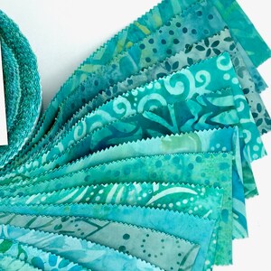Java Batiks Soft Turquoise Blue Batik Jelly Roll 40 2.5 Inch Fabric ...