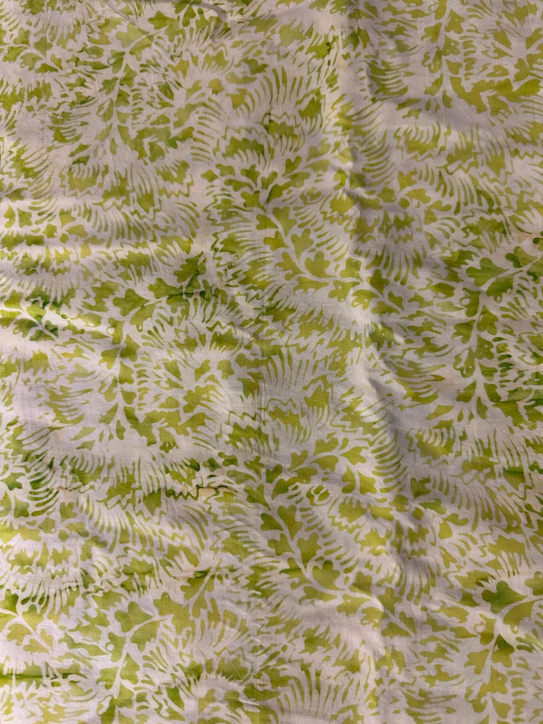 3 YARDS Java Batik Beige Yellow Floral Marbled Watercolors Batik Cotton ...