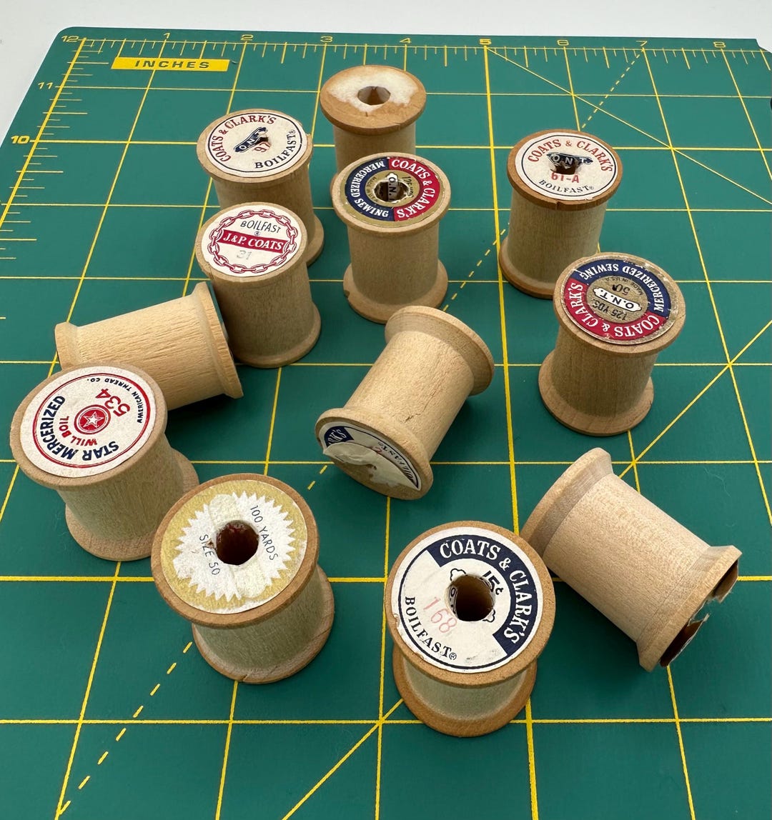 Vintage Antique Empty Wooden Thread Spool Small Medium JP Coats Clark ...