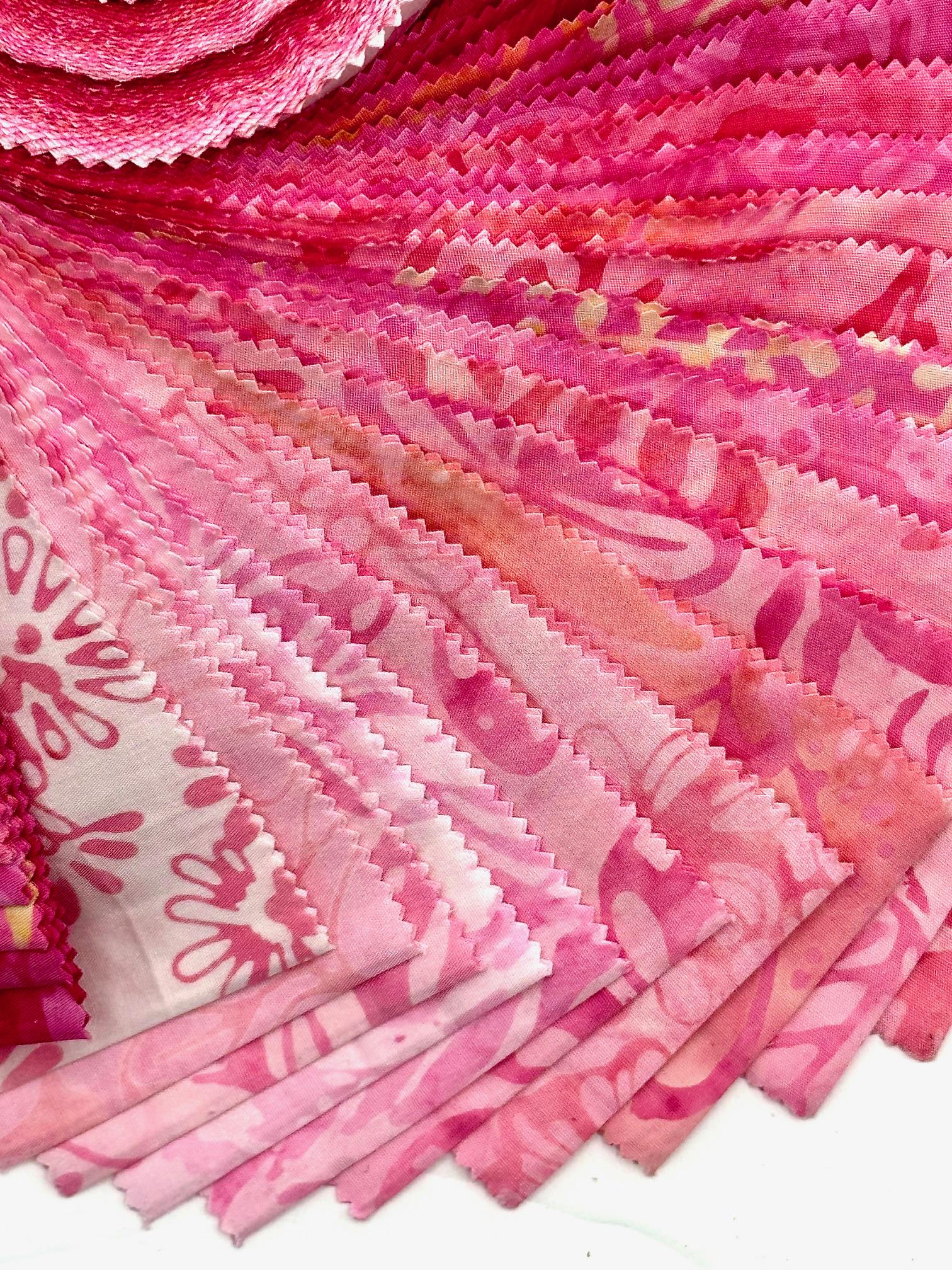 Java Batiks Pink Lemonade Batik Jelly Roll 40 2.5 Inch Fabric Strips ST ...