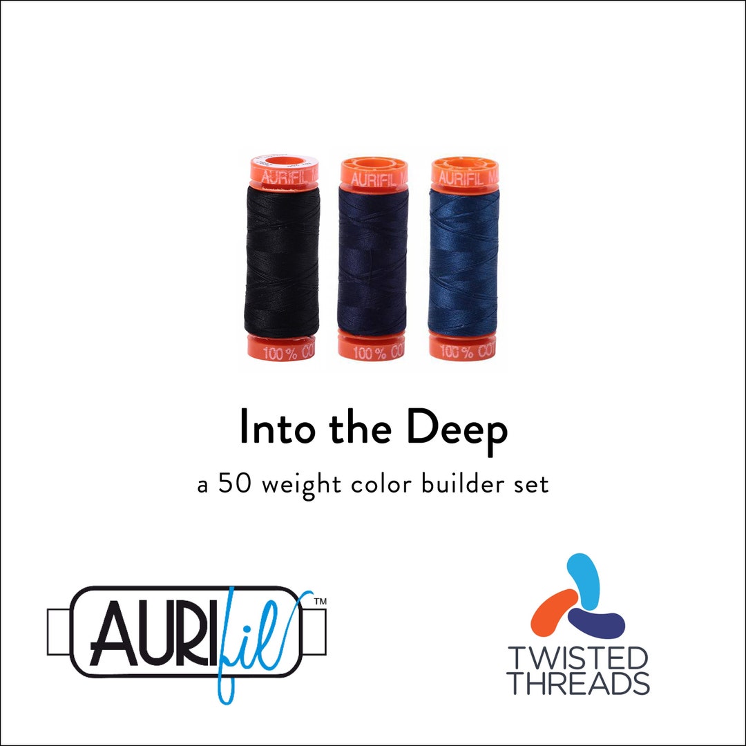 AURIFIL Into the Deep Color Builder Navy Blue Black 50 Weight Wt 200M ...