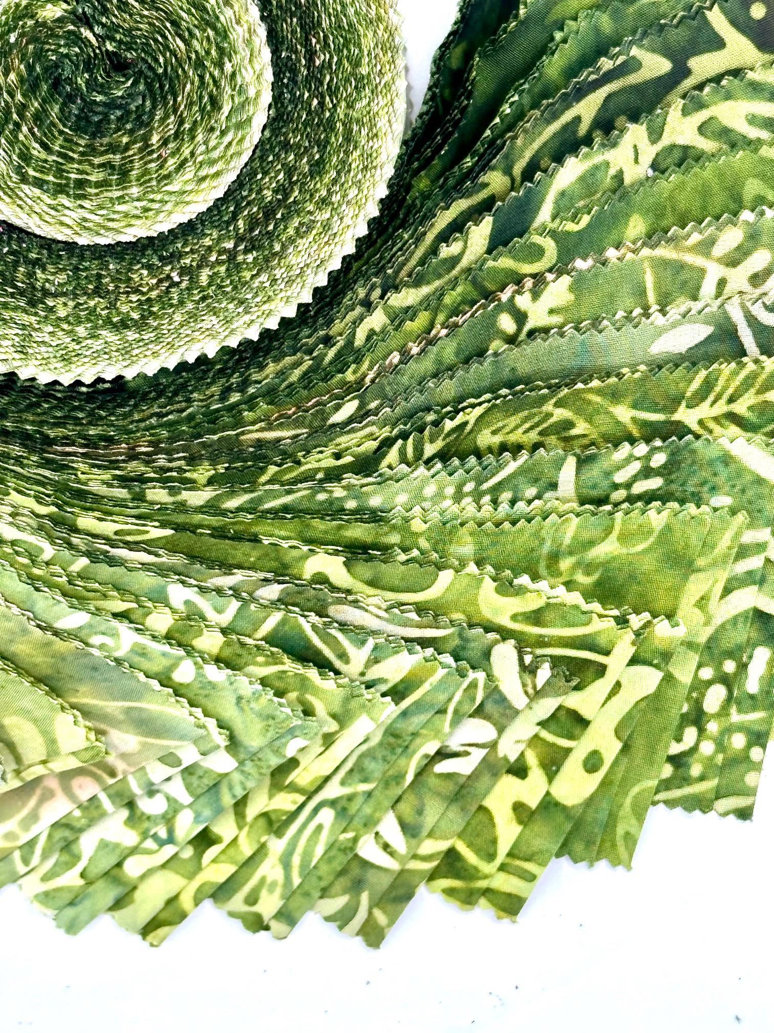 Java Batiks Olive Green Batik Jelly Roll 40 2.5 Inch Fabric Strips ST ...