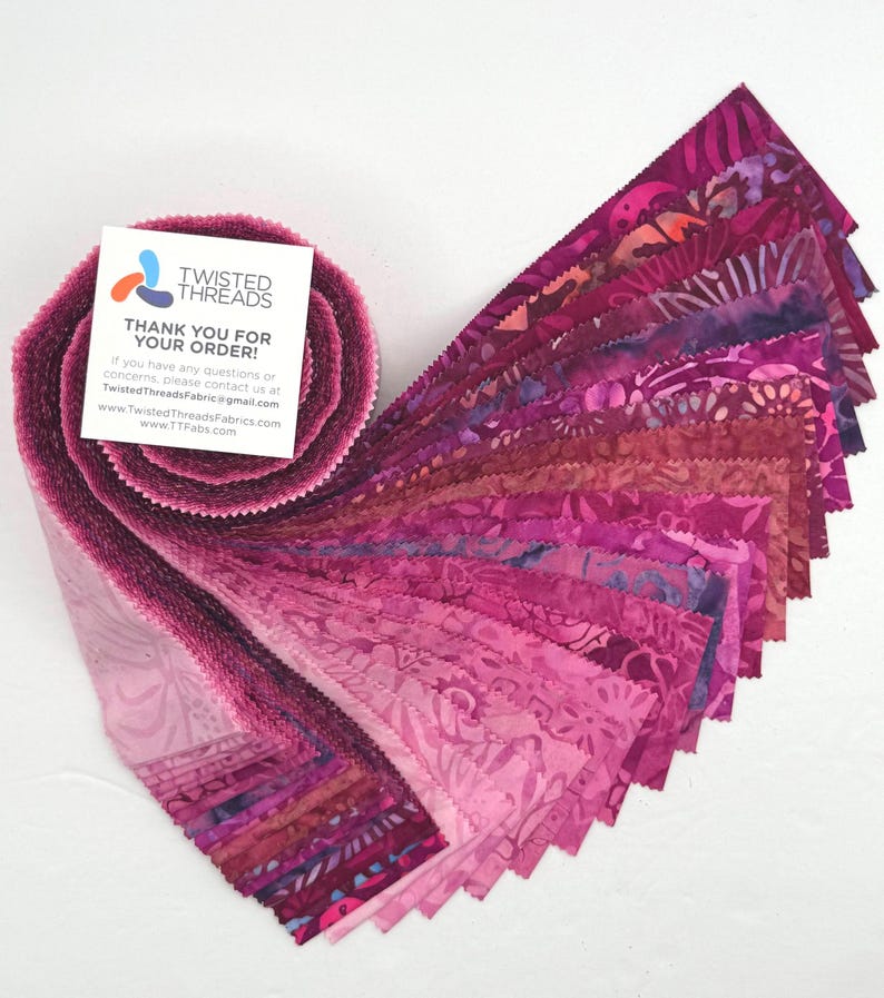 Java Batiks Wine Purple to Magenta Pink Batik Jelly Roll 40 2.5 Inch ...