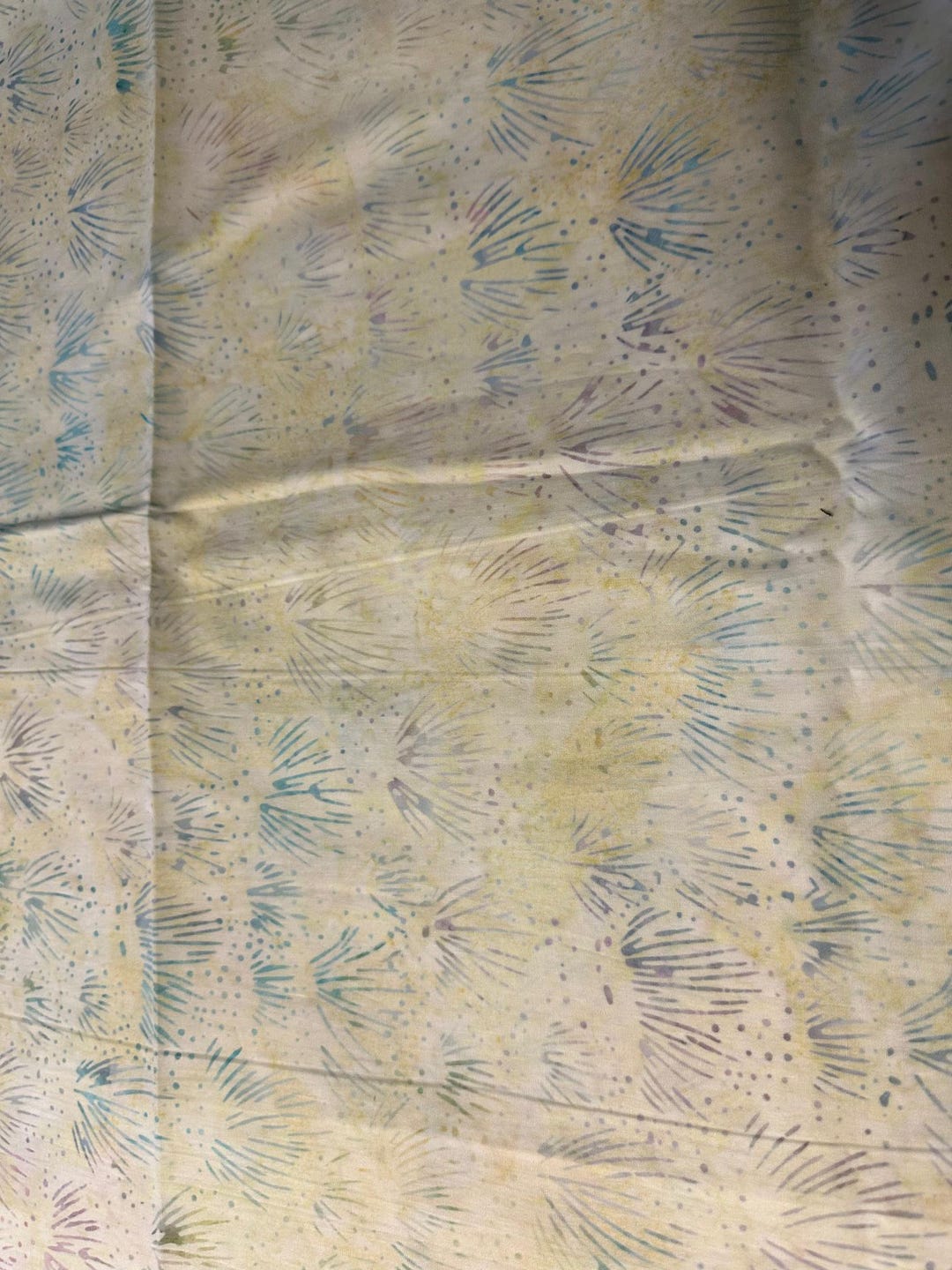 5 YARDS Java Batik Beige Cream Green Purple Fleur Floral Marbled ...