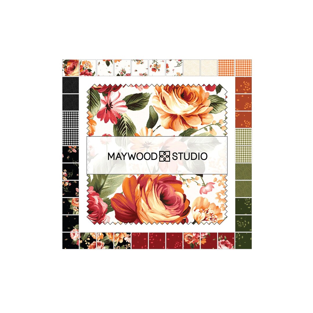 Harvest Rose Floral Flannel Maywood Woolies Flannel Green Orange Brown ...