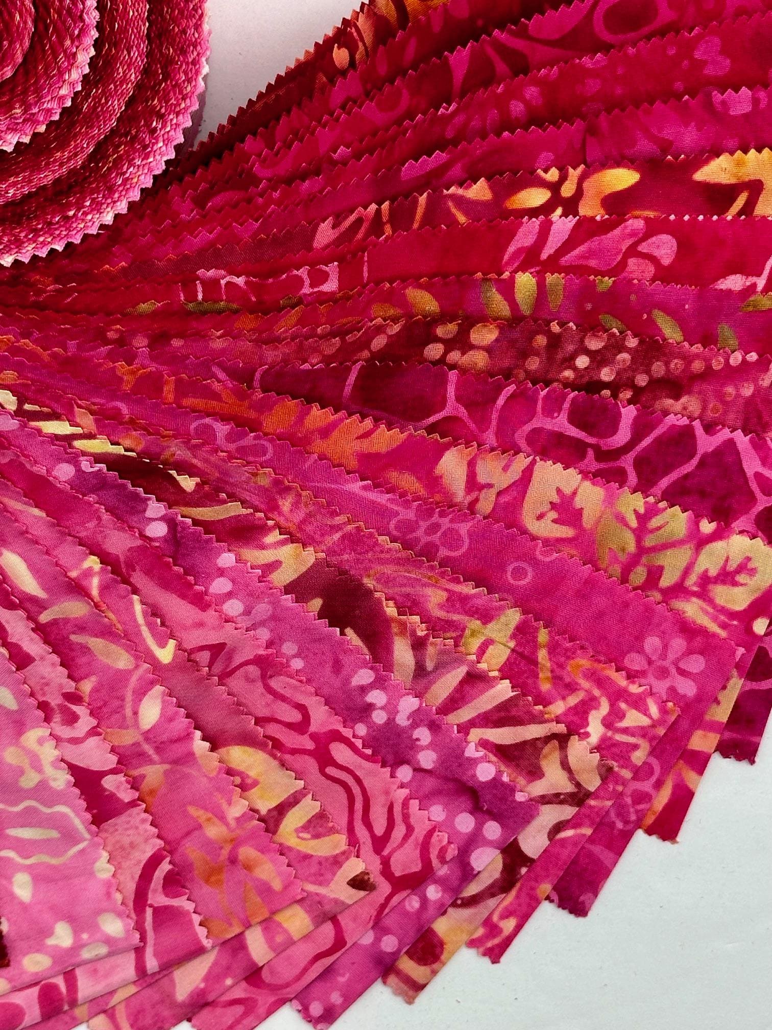 Java Batiks Pink 2 Batik Jelly Roll 40 2.5 Inch Fabric Strips ST-MASJAB ...