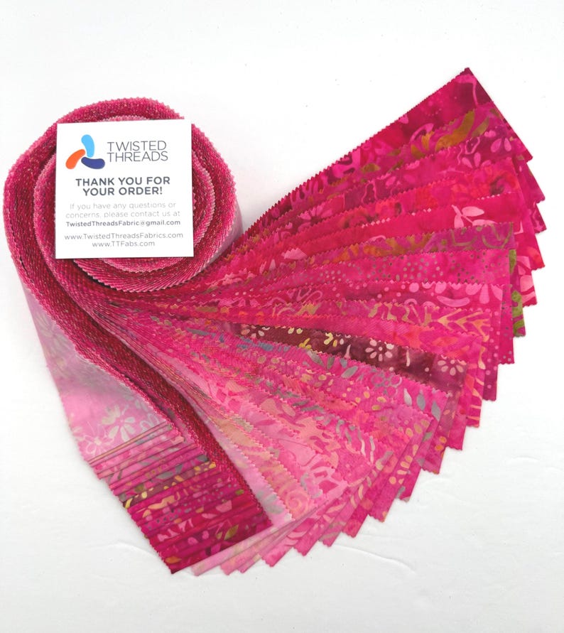 Java Batiks Pink 3 Batik Jelly Roll 40 2.5 Inch Fabric Strips ST-MASJAB ...