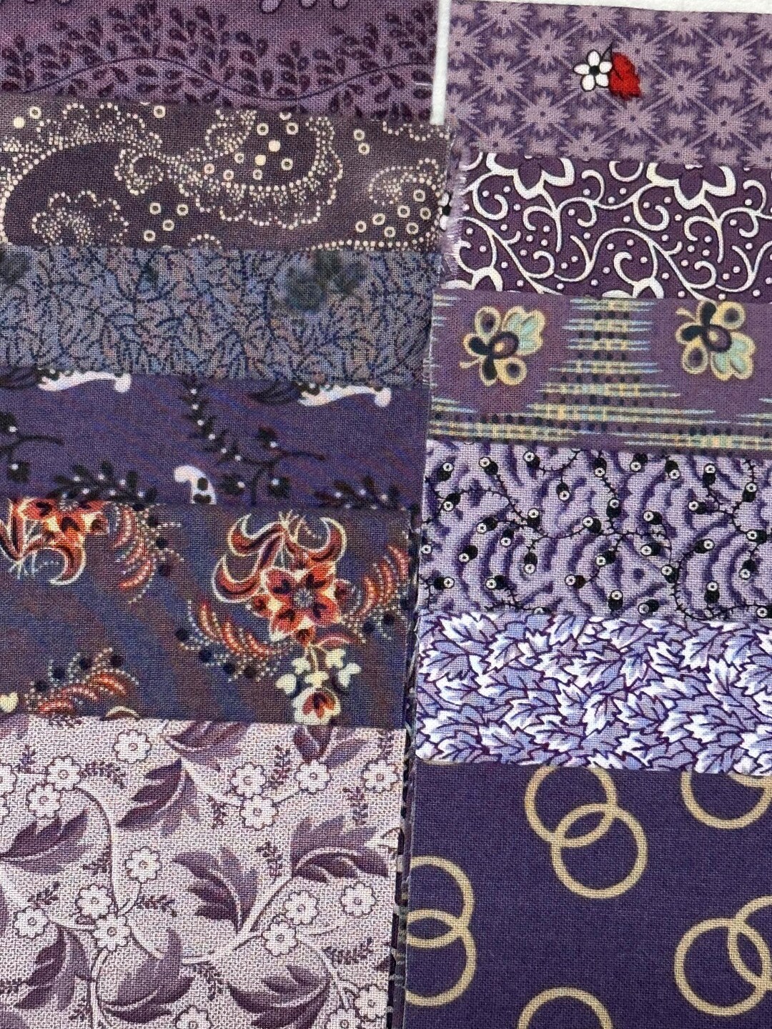 Civil War Reproduction 12 6 Inch Strips of Various Makers Purple Fabric ...