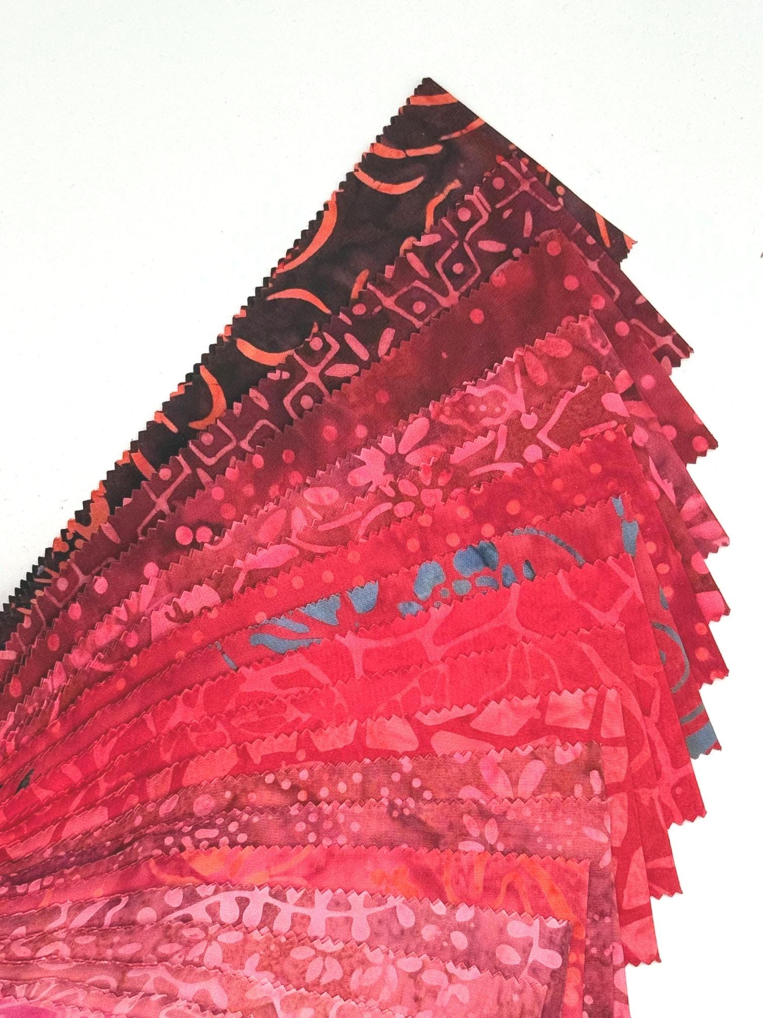 Java Batiks Red Version 3 Batik Jelly Roll 40 2.5 Inch Fabric Strips ST ...